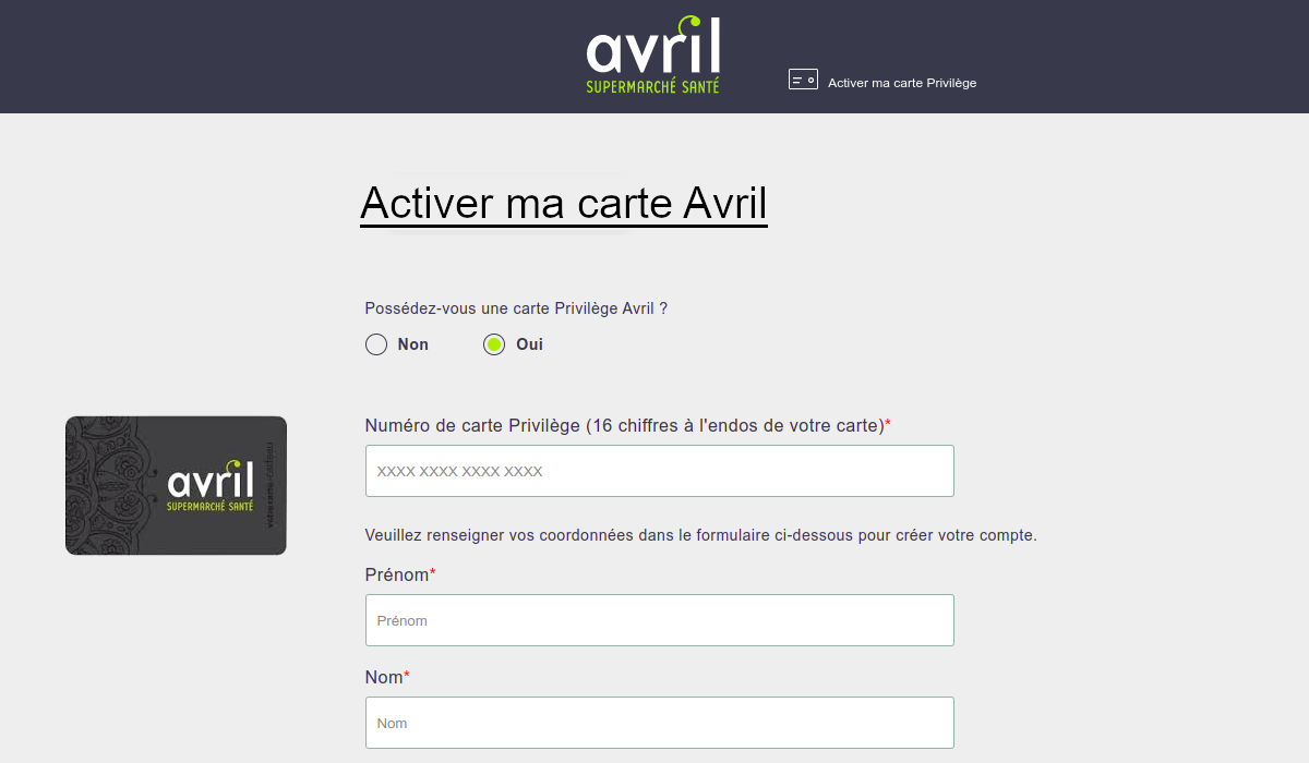 Activer ma carte Avril Supermarché Santé | Programme Marguerite