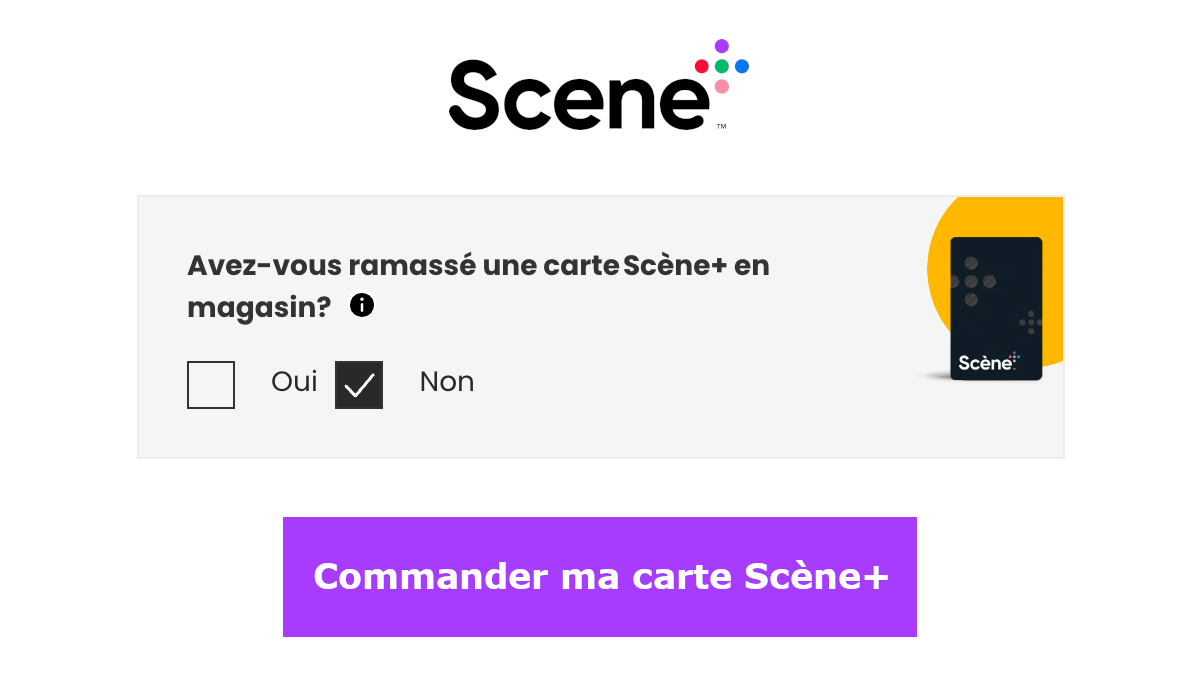 Commander ma carte Scène+ - Programme de récompense Scène