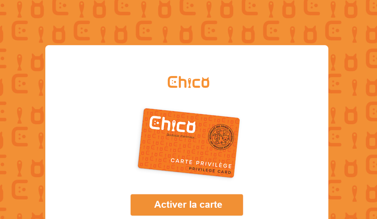 Activer la carte Chico Privilèges en ligne | Boutique d'animaux
