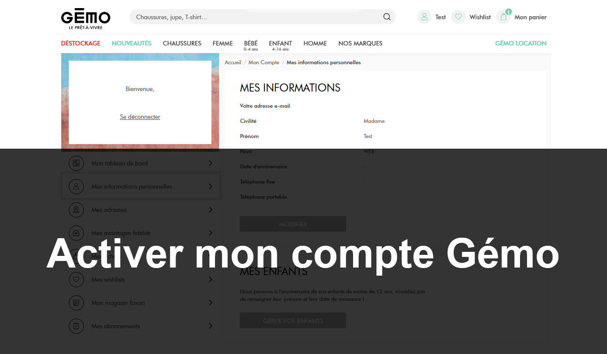 Activer mon compte Gémo et découvrir G'M