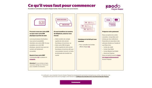 Activation Koodo Prépayé - Activer ma nouvelle carte SIM en ligne