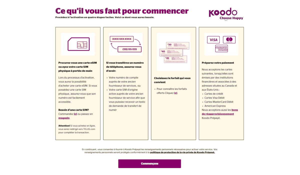 Activation Koodo Prépayé - Activer ma nouvelle carte SIM en ligne