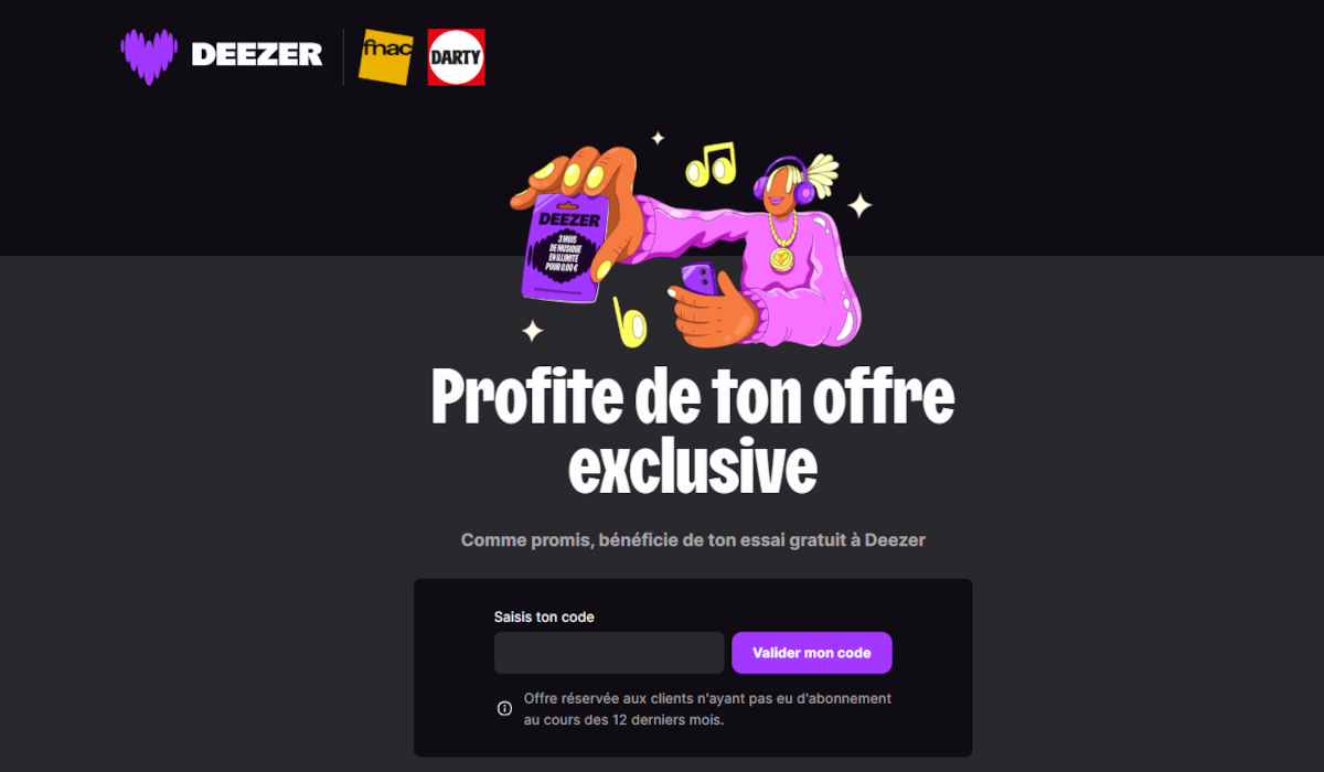 Activer la carte Deezer Fnac - Code d'activation